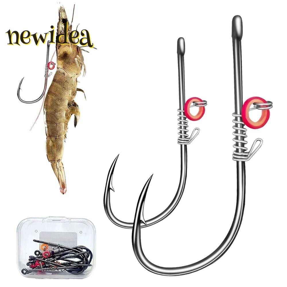 NEWIDEA 10pcs Live Shrimp Bait Hooks, Pickerel Wacky Weedless Worm High ...