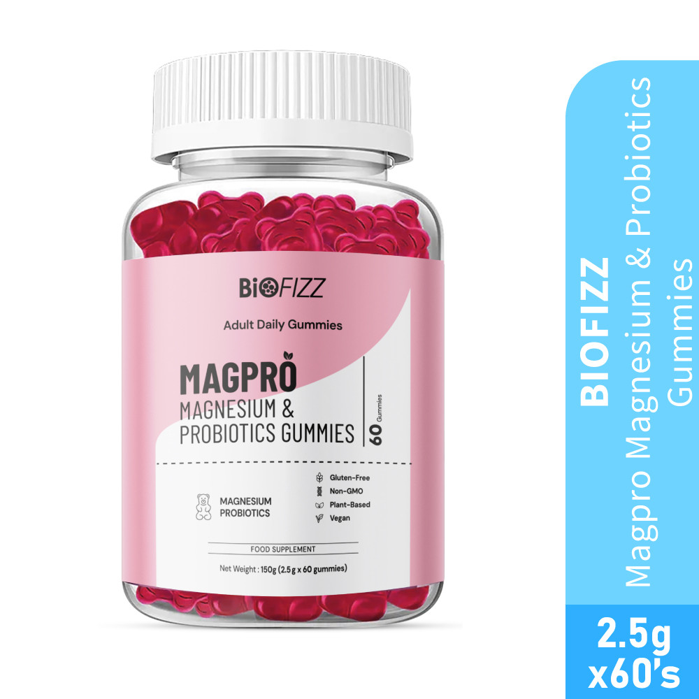 BIOFIZZ Magpro Magnesium & Probiotics Gummies 2.5g x 60's for Gut ...