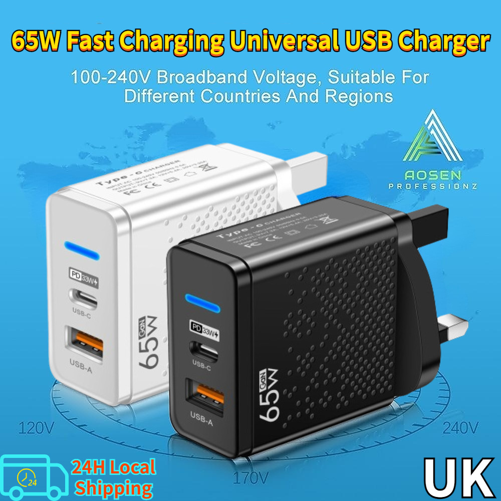 PD 65W Type-C Super Fast Charging Adapter USB QC 3.0 65W Quick Charger ...