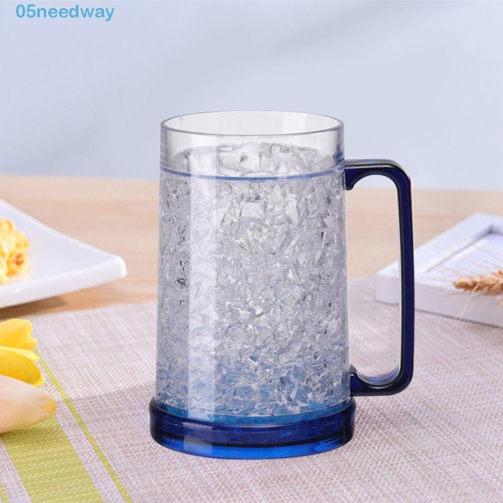 NEEDWAY Freezer Ice Beer Mug, Clear Double Wall Cooling Wine Cup ...