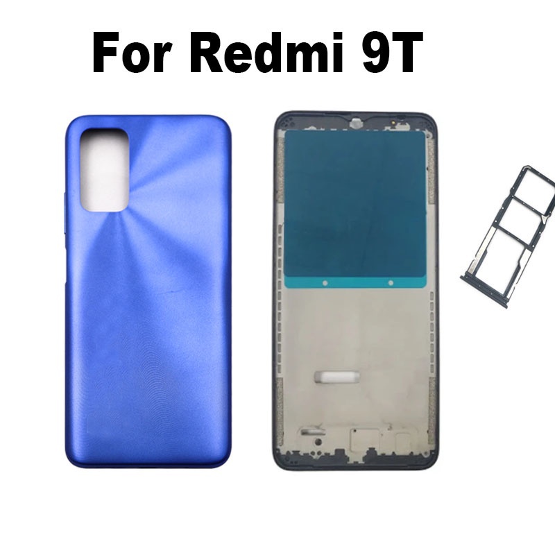 Full Housing For Xiaomi Redmi 9T Back Battery Cover Rear Case Middle Frame + Volume Button ...