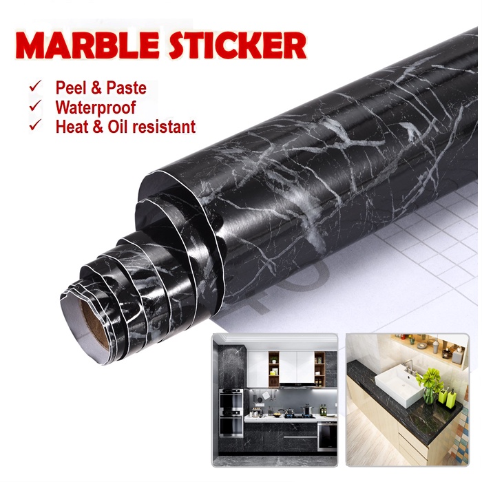 Marble Waterproof Wallpaper Wardrobe Renovation Kitchen Countertops PVC ...