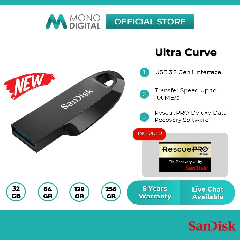 SanDisk Ultra Curve USB 3.2 Gen 1 Flash Drive Pendrive Thumbdrive up to ...