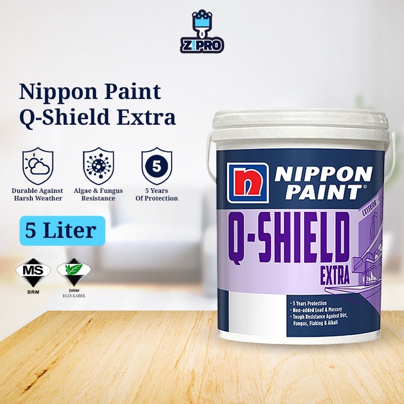 Nippon Paint Q-Shield Extra 5L Exterior Wall Paint Cat Luar Rumah (Part ...