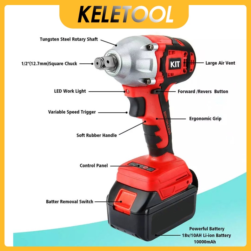 keletool cordless impact wrench high torque hangbing Electric drill ...