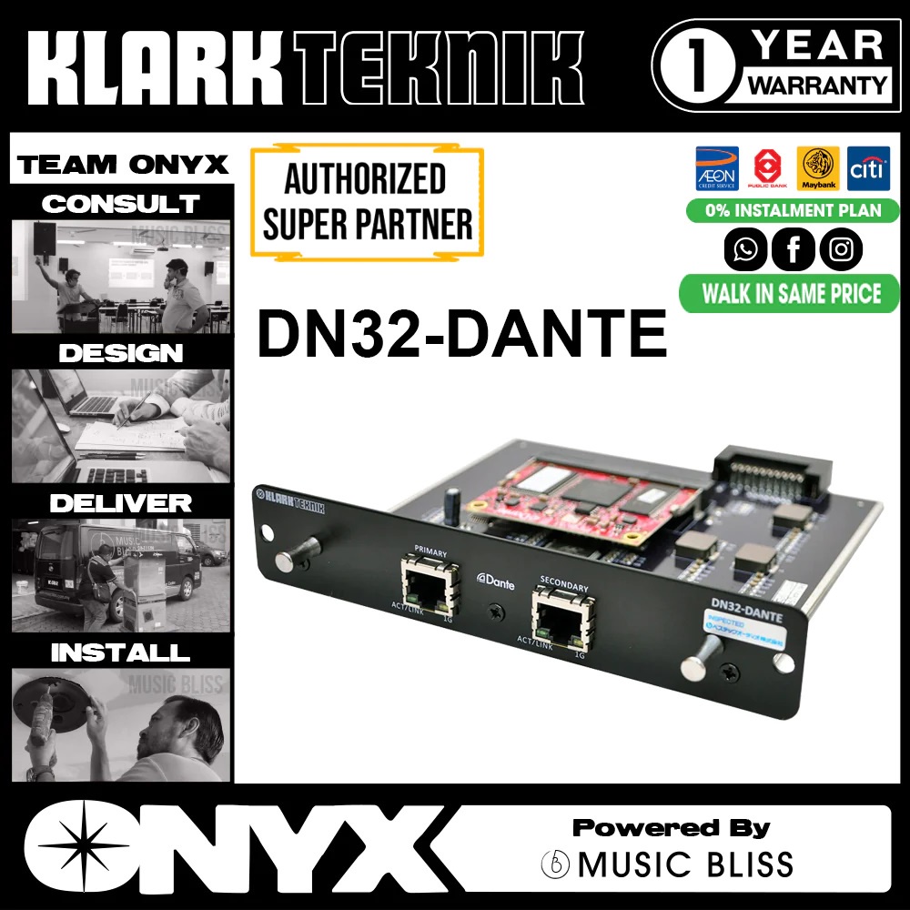 Klark Teknik DN32-DANTE Audinate Dante Expansion Module with up to 32 ...