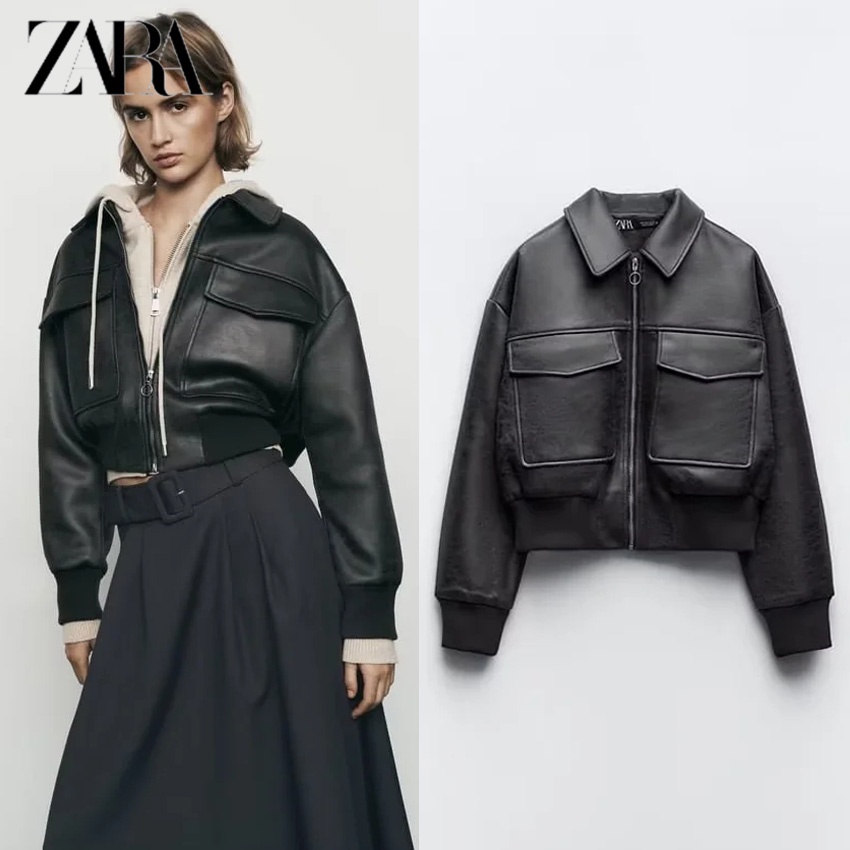 Zara Autumn Winter Women's Casual All-Match Motorcycle Style Faux ...
