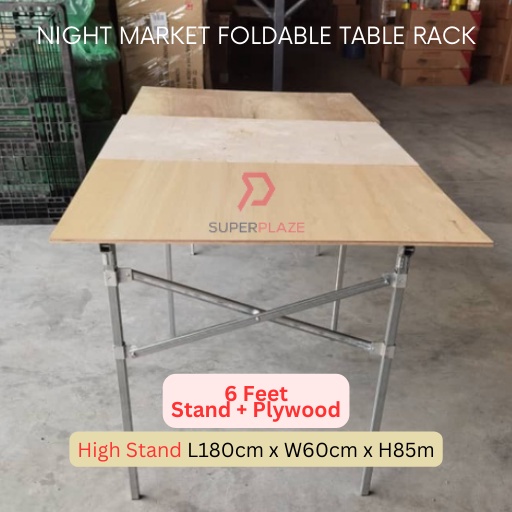 6 Feet High Stand With Plywood Night Market Foldable Table Rack Market ...