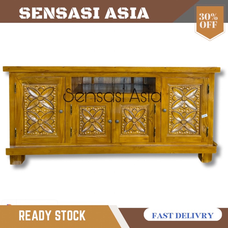 Kabinet Tv Kayu Jati /Cabinet tv kayu jati 4 Feet/5feet/6 Feet | Shopee ...