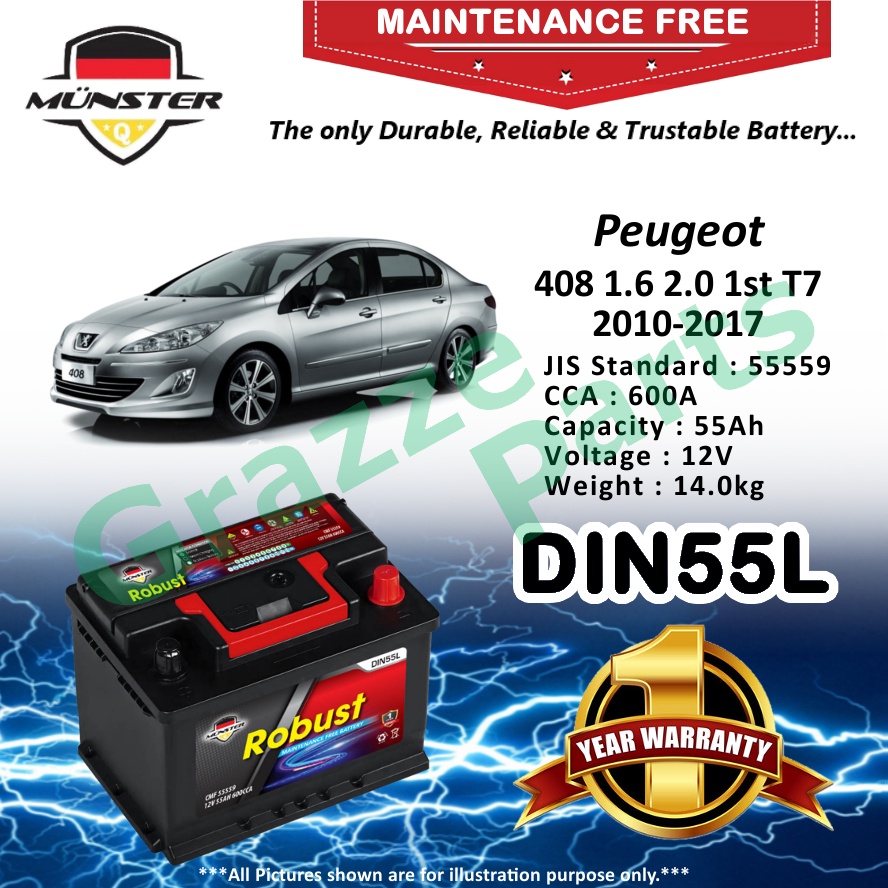 Münster Robust MF CMF DIN55 | DIN55L | 55559 55AH Car Battery Bateri ...