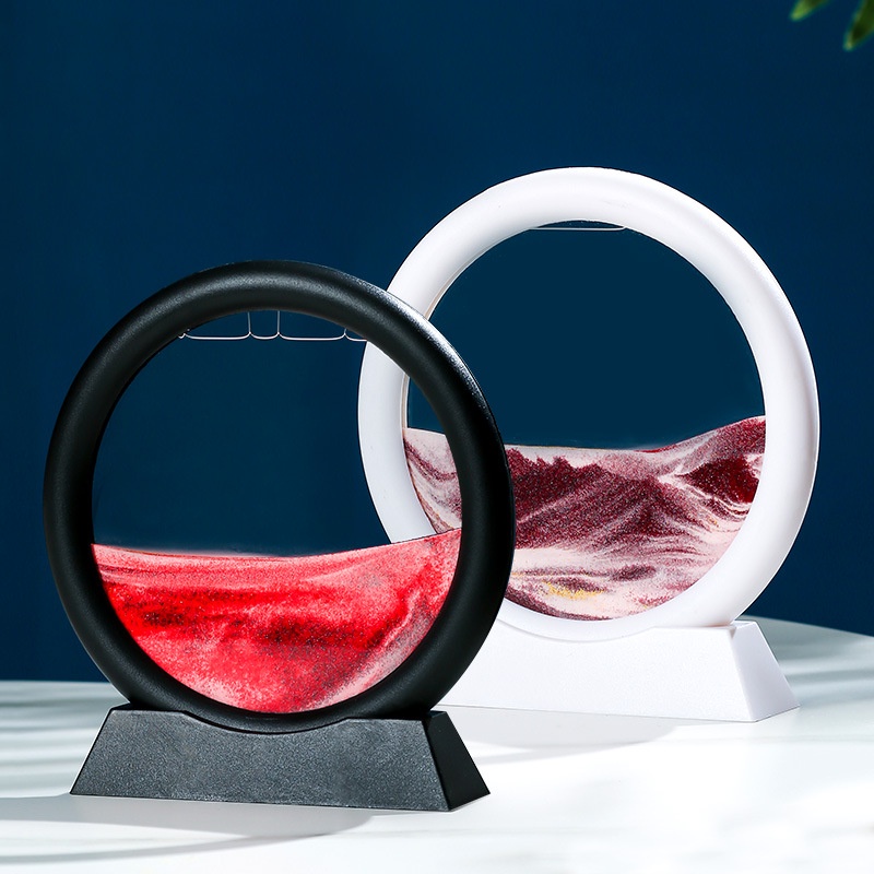 5inches/7inches 3D Moving Sand Art Picture Round Glass Deep Sea ...