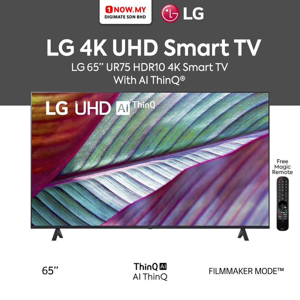 LG 65" UR75 HDR10 4K Smart TV 65UR7550PSC | Smart ThinQ AI WebOS TV Pintar 智能电视 | Shopee Malaysia