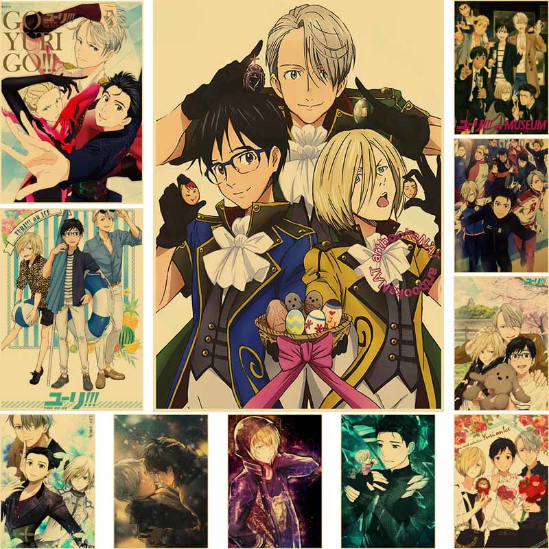 Anime YURI!!! on ICE Poster Cartoon Comic Retro Kraft Paper Posters and ...
