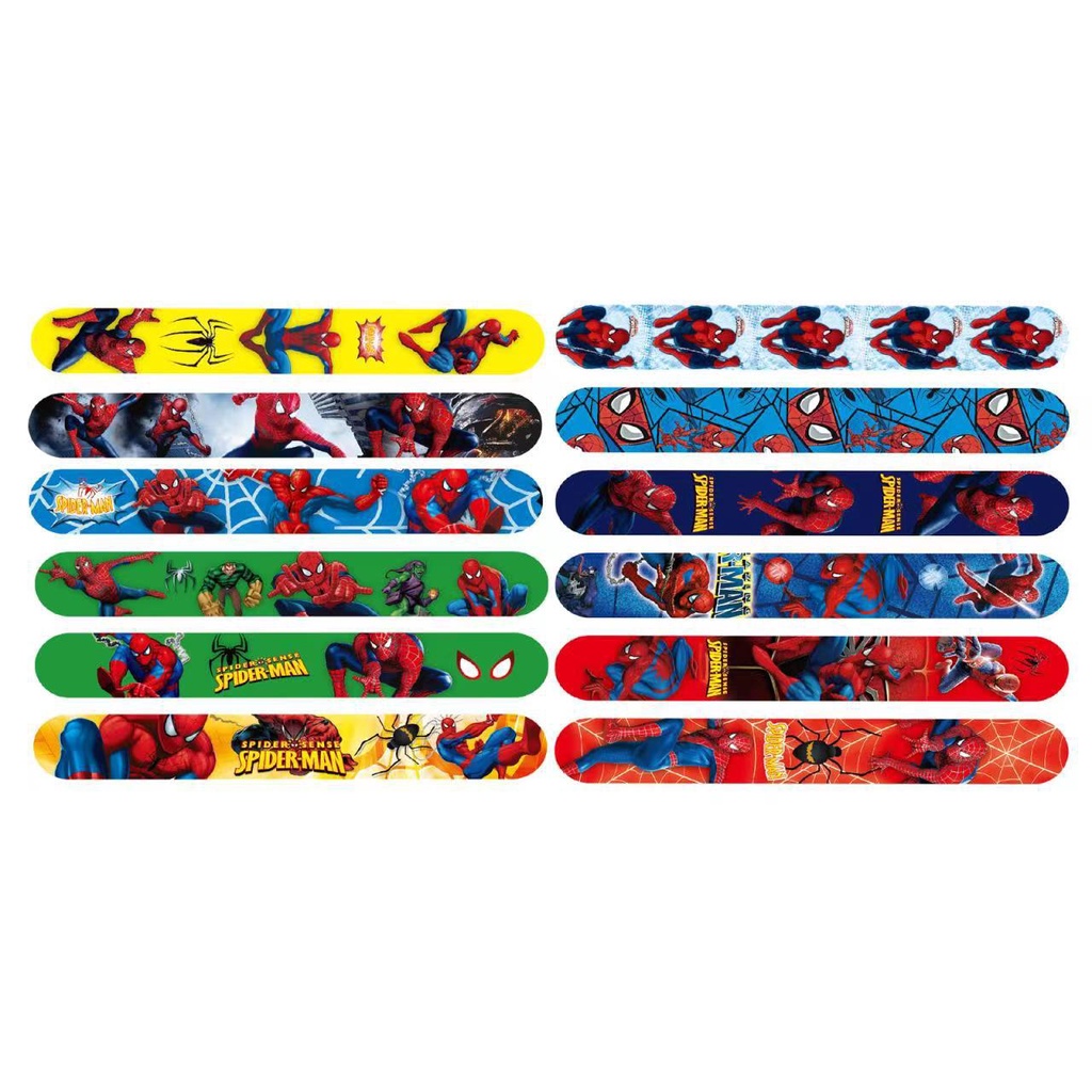 12Pcs Spiderman Child Wristband Marvel Anime FigureWristband Child Slap ...