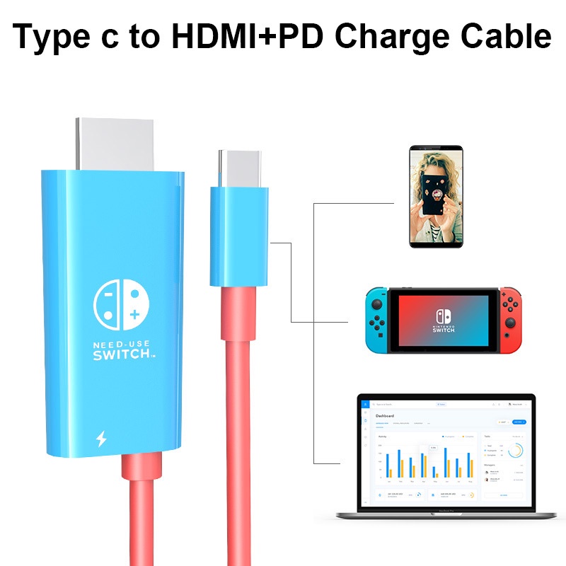 Nintendo Switch OLED v1 v2 Type-c to HDMI Cable USBC 4K PD Cable Phone ...