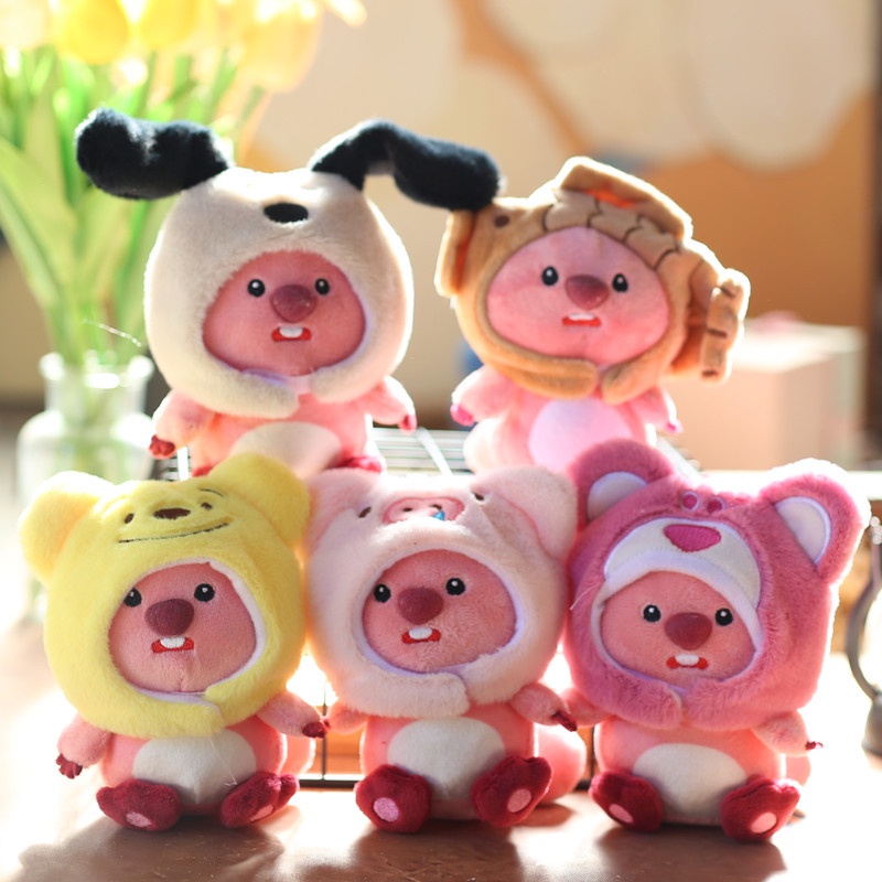 15cm Cute Cartoon Headgear Beaver Loopy Pendant Keychain Plush Toy Doll ...