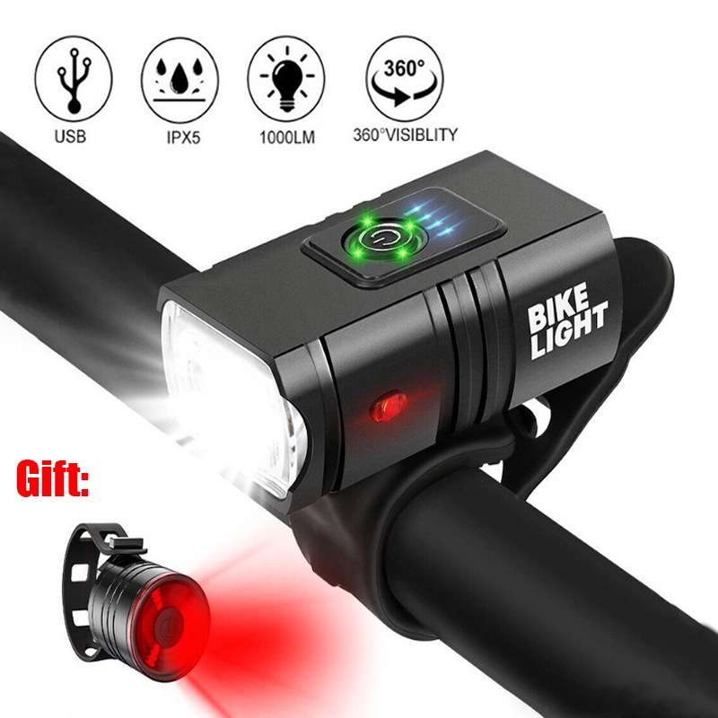 【Ready Stock】1000LM Bicycle LED USB Rechargeable Bike Light Front Back ...