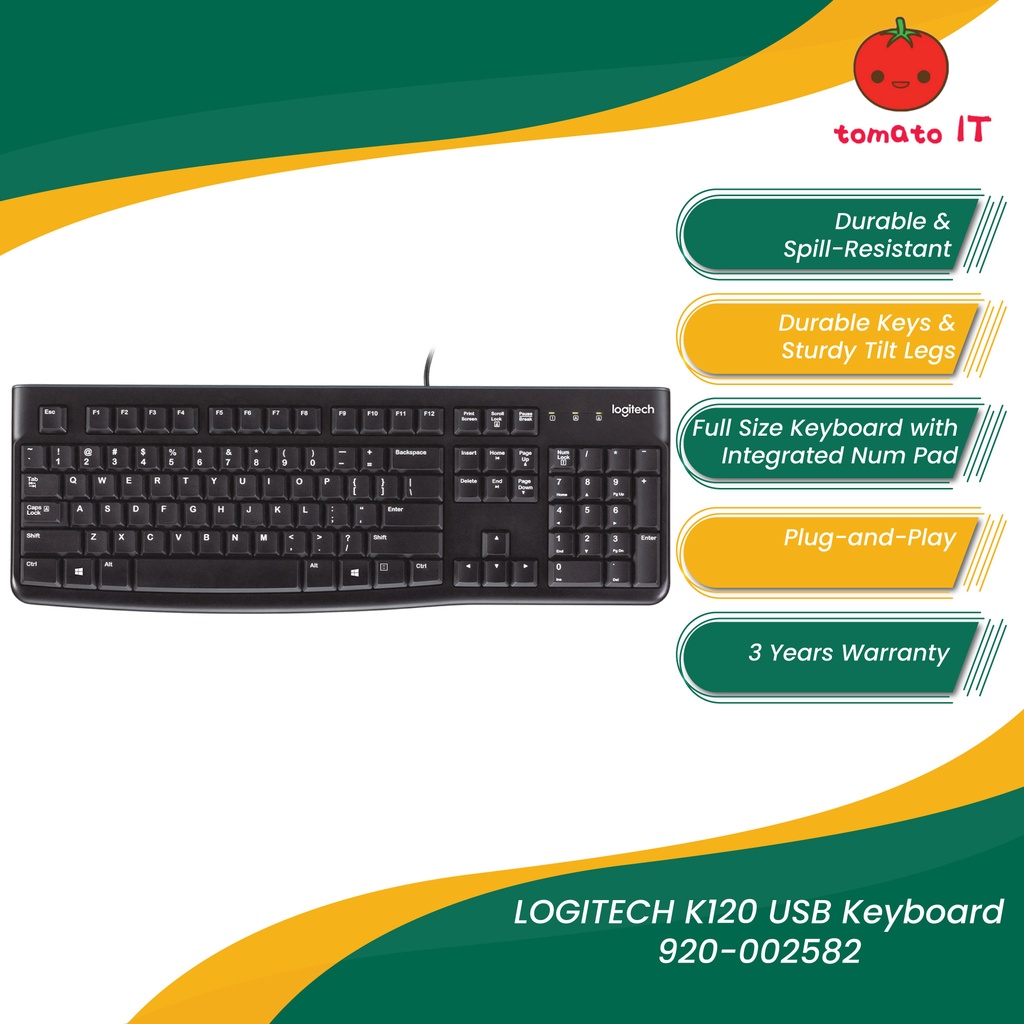 Logitech K120 Usb Wired Keyboard Shopee Malaysia