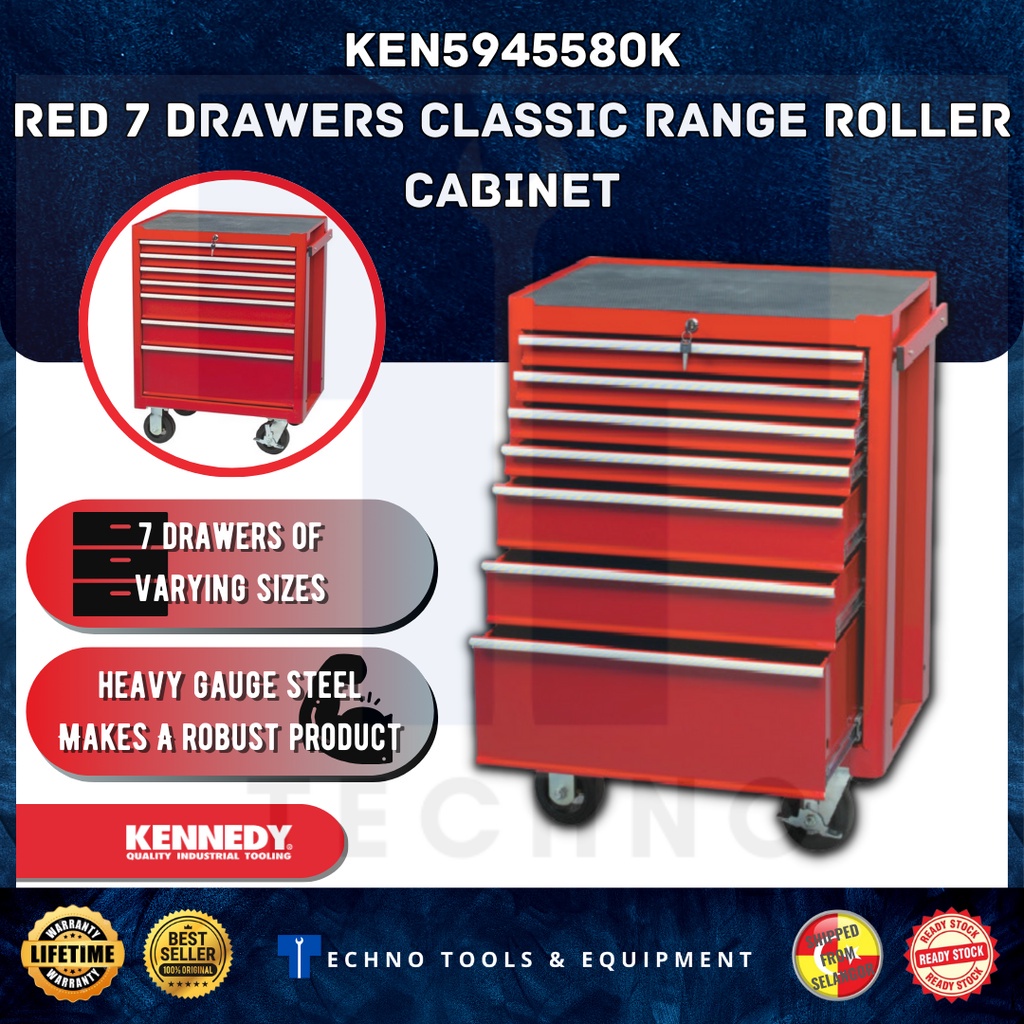 KENNEDY KEN5945580K RED 7 Drawers Classic Range Roller Cabinet 100% NEW ...