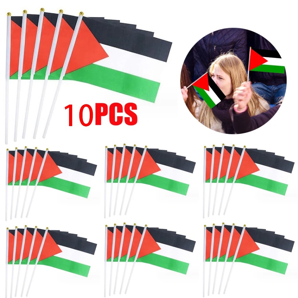 FORYOUHOME 10 Pack Palestine Stick Flag Palestinian Small Mini Hand ...