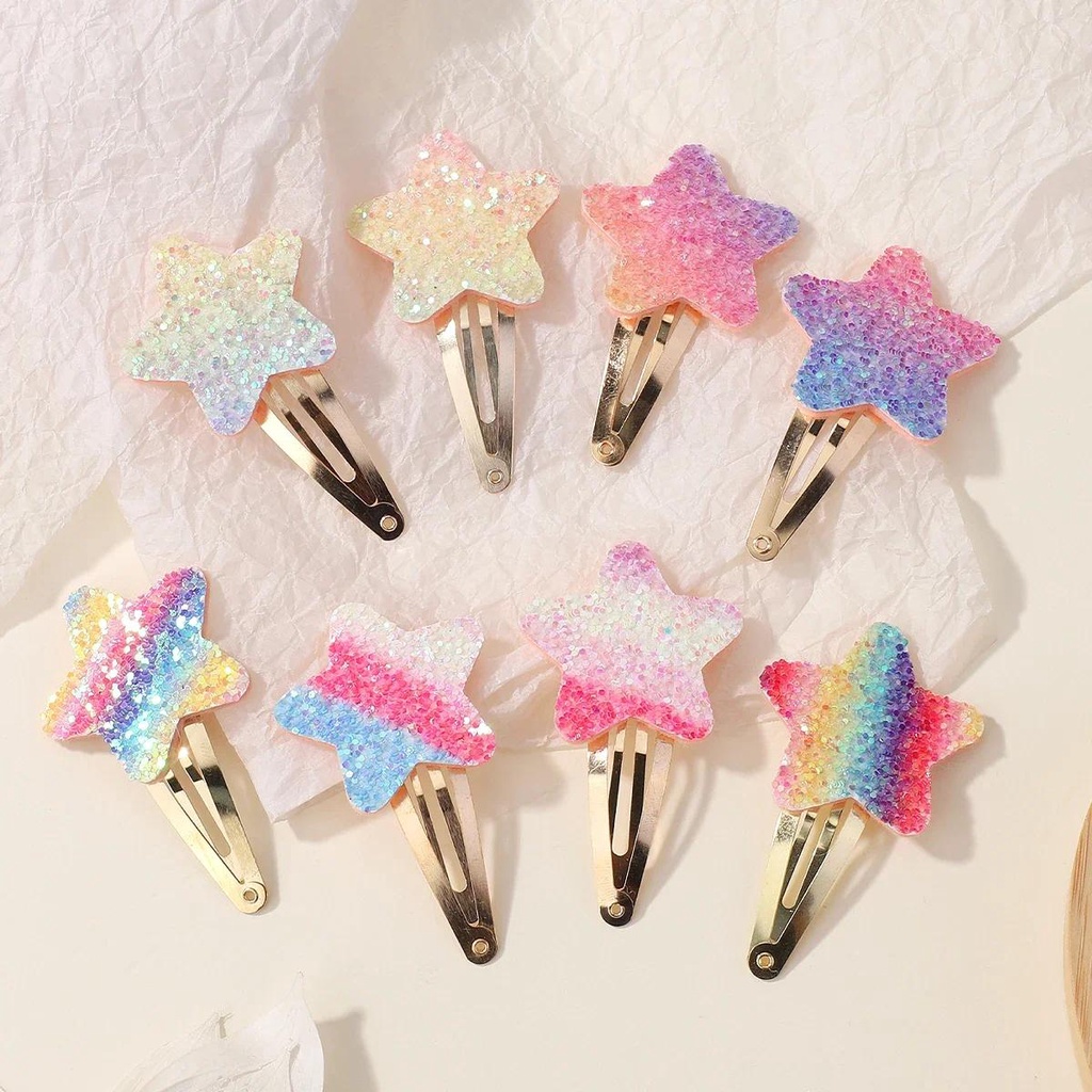 8Pcs Fashion Glitter Rainbow Flower Rabbit BB Handmade Hairpins for ...