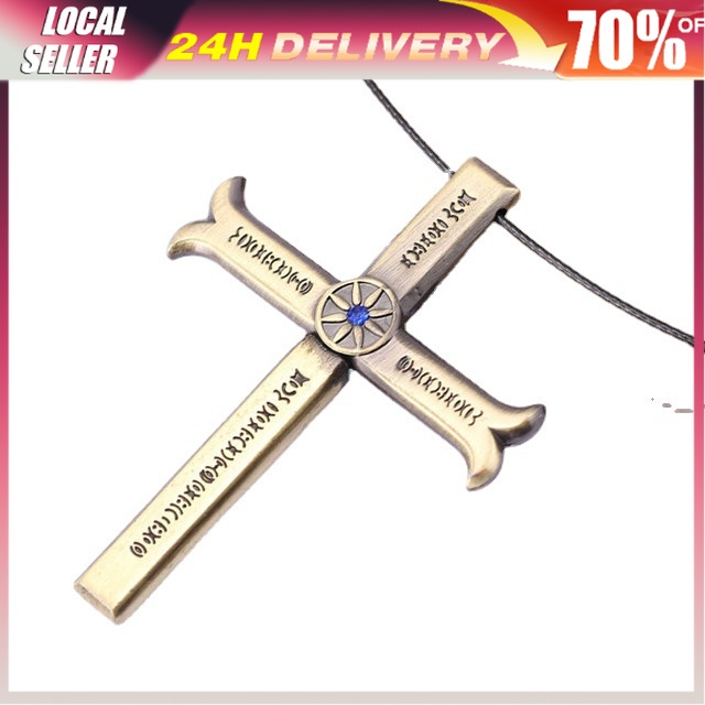 Jewelry Anime One Piece Dracule Mihawk Monkey Luffy Cross Necklace ...