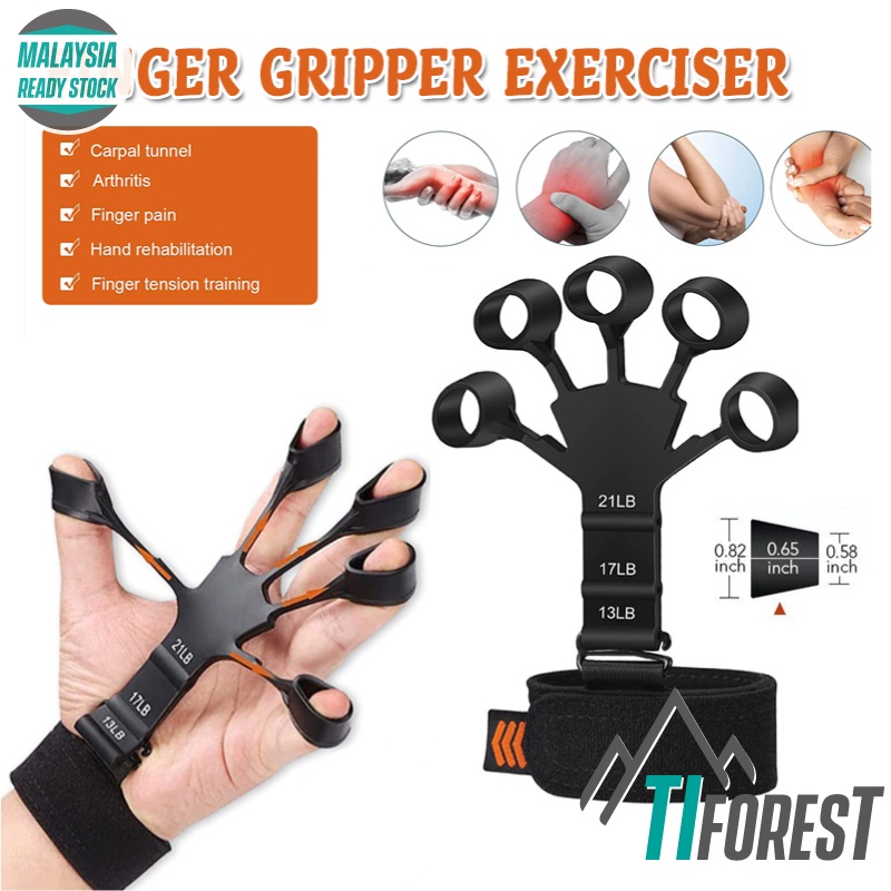 Silicone Hand Finger Grip Strengthener Workout Gripper Strength Stroke ...