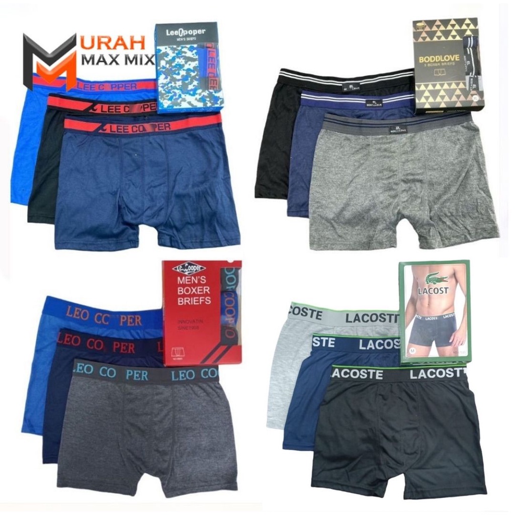 MMM_ MEN BOXER 3 IN 1 BOX/ SPENDER FOR MEN UNDERWEAR PREMIUM / MURAH / SELUAR DALAM LELAKI 3PCS ...