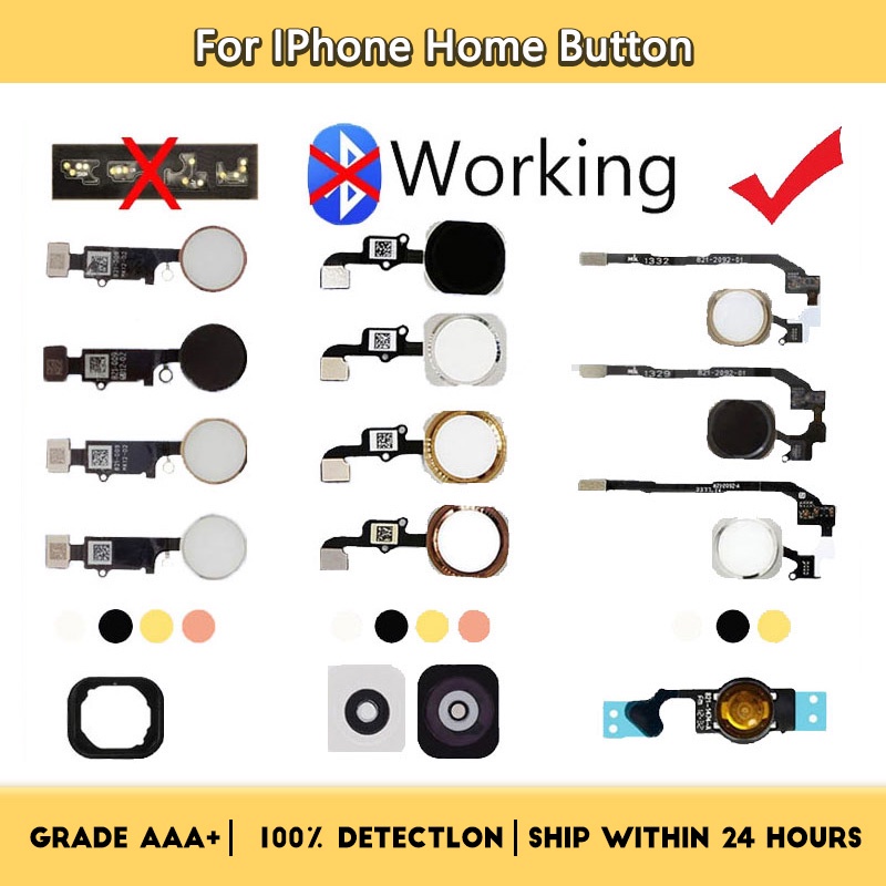 Home Button Flex For iPhone 6 6s 7 8 Plus 5s SE 5C 5G Return Back Home ...