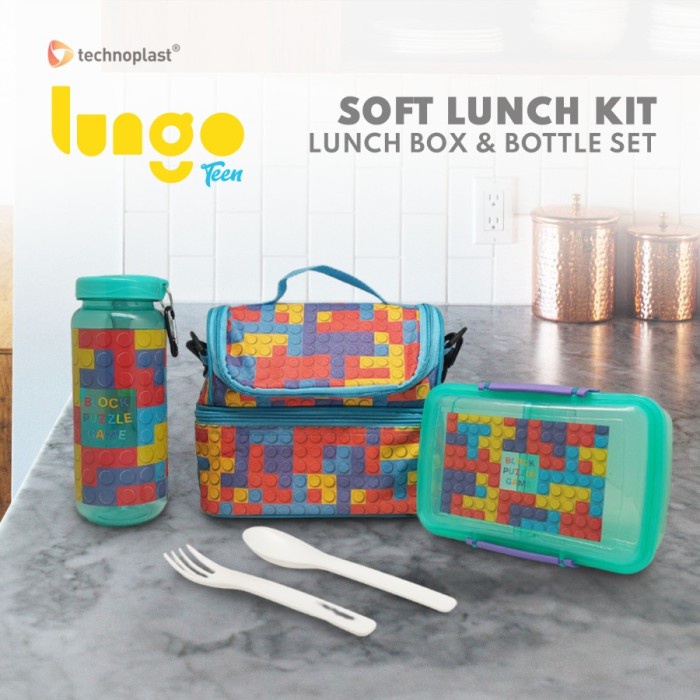 [Import] Lungo Teen Block Soft Lunch Kit (Dining Set+Bag) | Shopee Malaysia