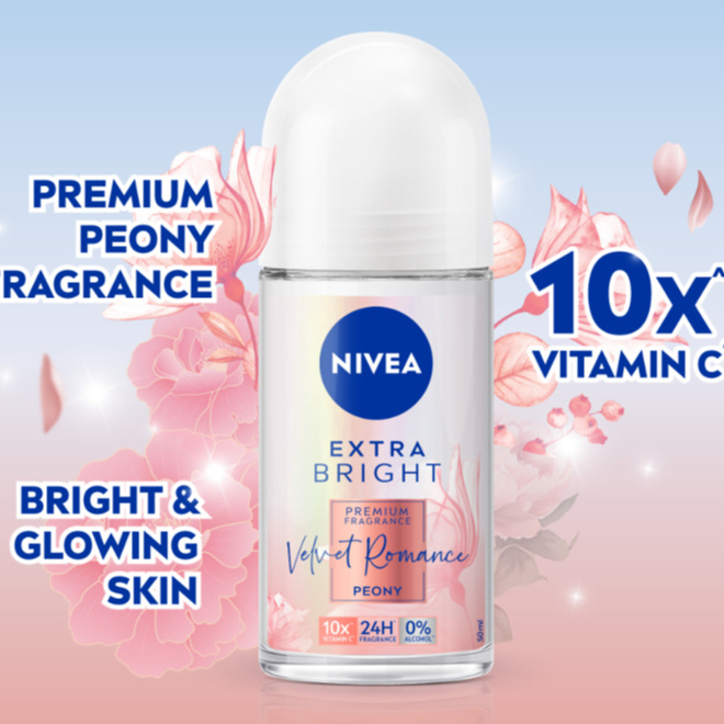 Nivea Extra Bright Velvet Romance Deodorant Roll On ( 50ml ) | Shopee Malaysia