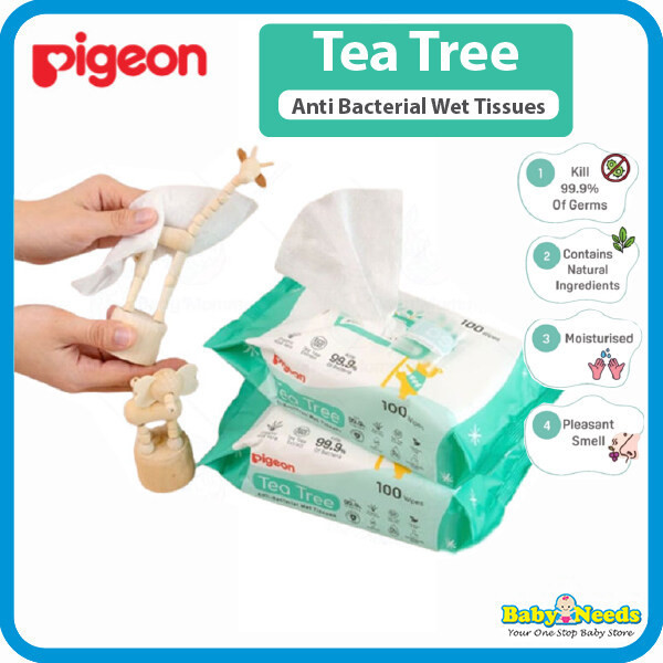 Pigeon Baby Wipes Tea Tree Anti Bacterial Wet Wipes Wet Tissues (100pcs ...