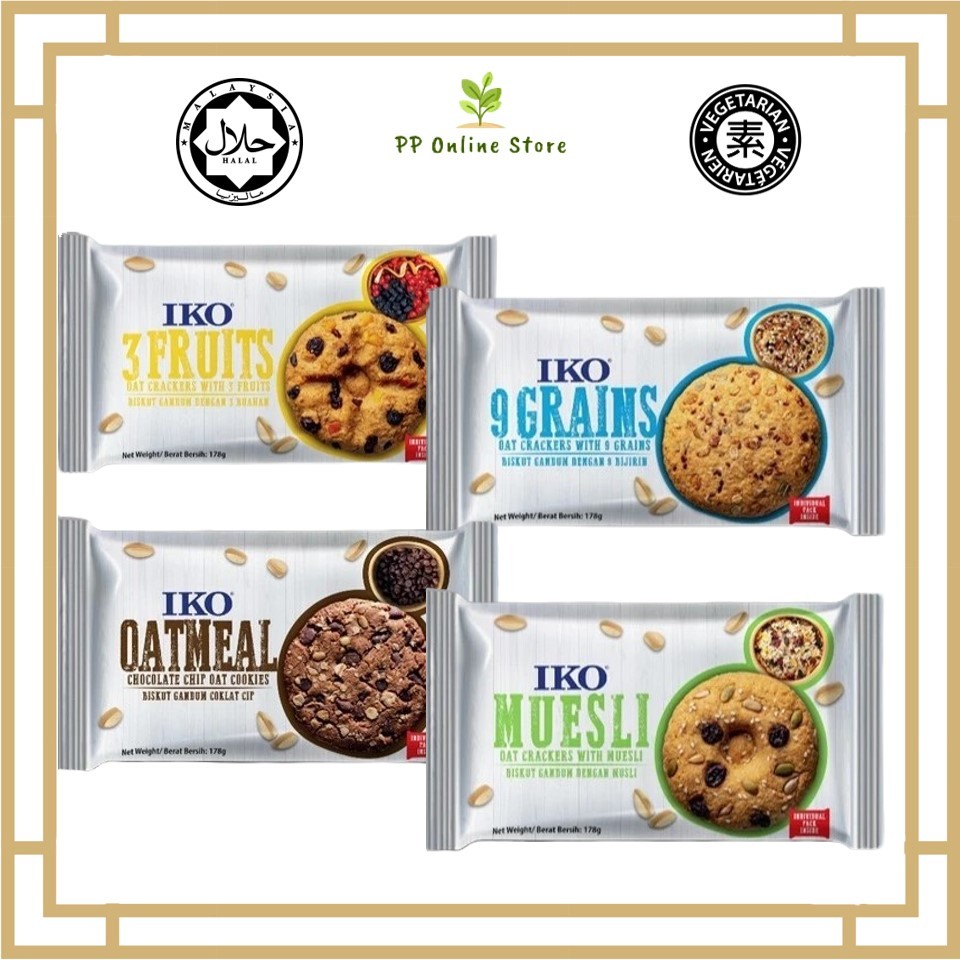 [HALAL] IKO Assorted Oatmeal Crackers 178gm | Organic Crackers 130gm ...