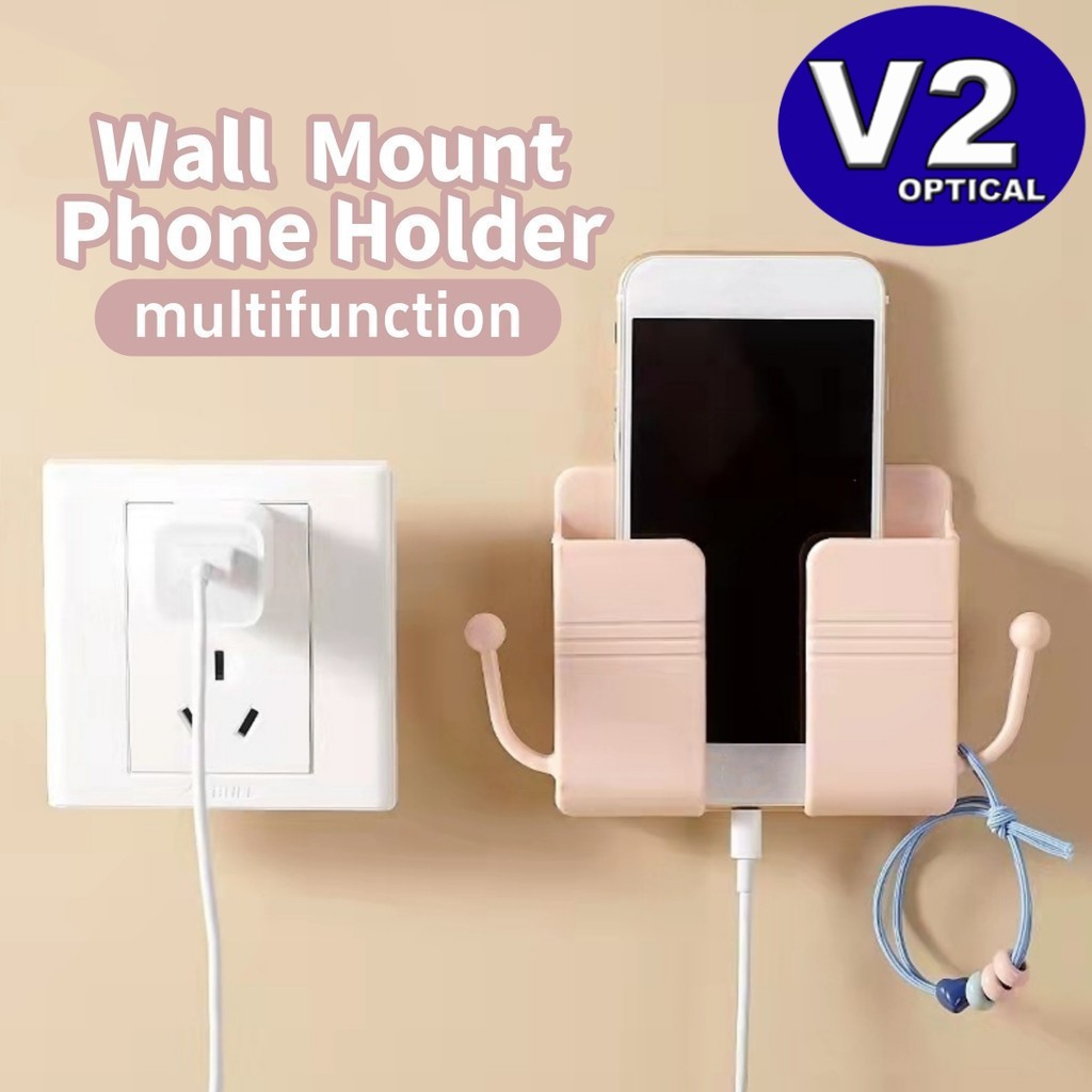 Wall Mounted Phone Holder With Hook Self Adhesive Remote Control ...