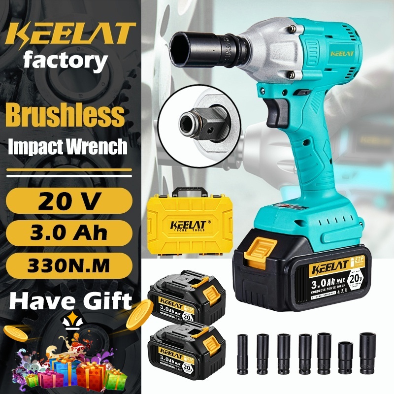 keelat Cordless Impact Wrench Battery Brushless Wrench Screwdriver ...