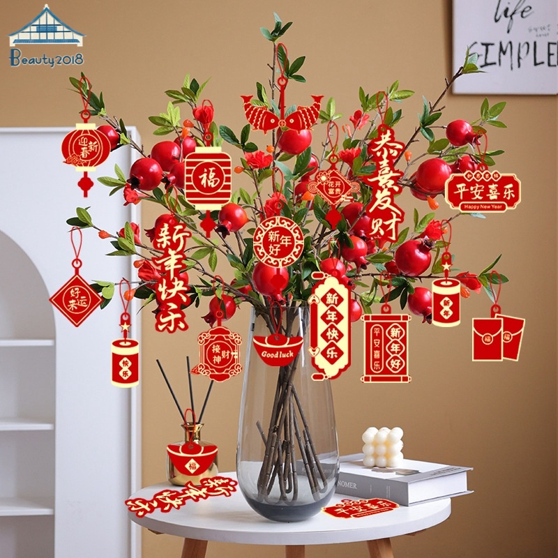 Chinese New Year Pendants Potting Decoration Lantern Shape Pendants CNY ...