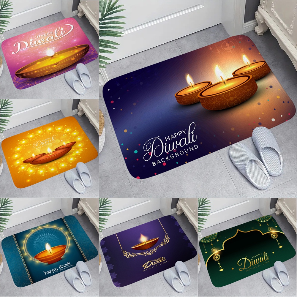 Happy Diwali Door Mat Slip-resistant Rugs Pad Bathroom Shower Bath Non ...