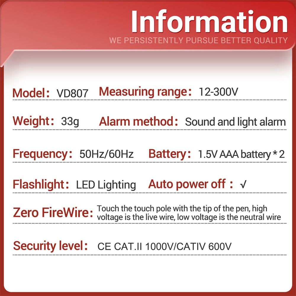 VOKTTA ANENG VD807 Pen Type Digital Multimeter AC/DC Voltage Tester ...