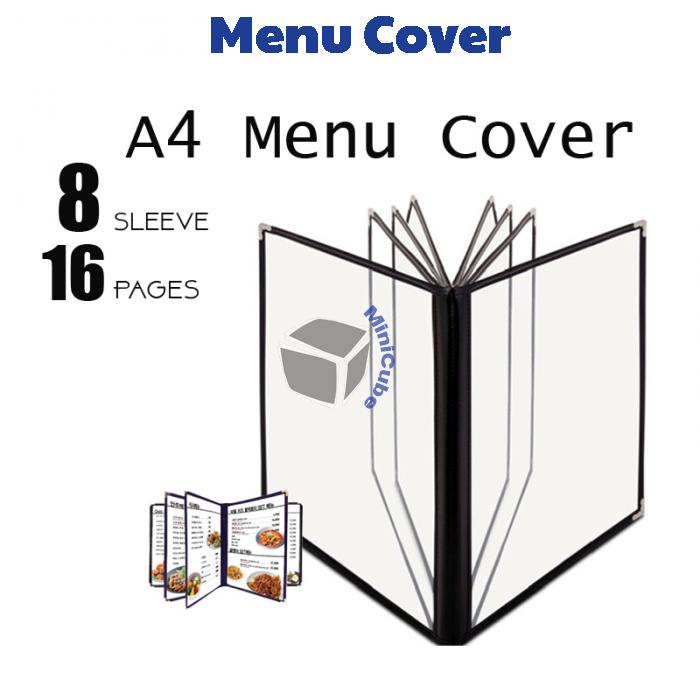 A4 Restaurant Transparent Menu Cover 8 Sleeve 16 Pages Pocket Sheet ...