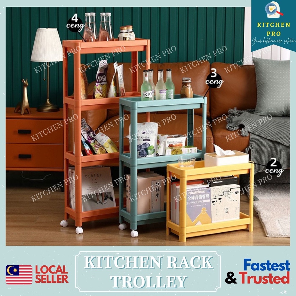 𝐊𝐈𝐓𝐂𝐇𝐄𝐍 𝐏𝐑𝐎 | 2/3/4 Tier Multipurpose Kitchen Storage Trolley/ Bathroom ...