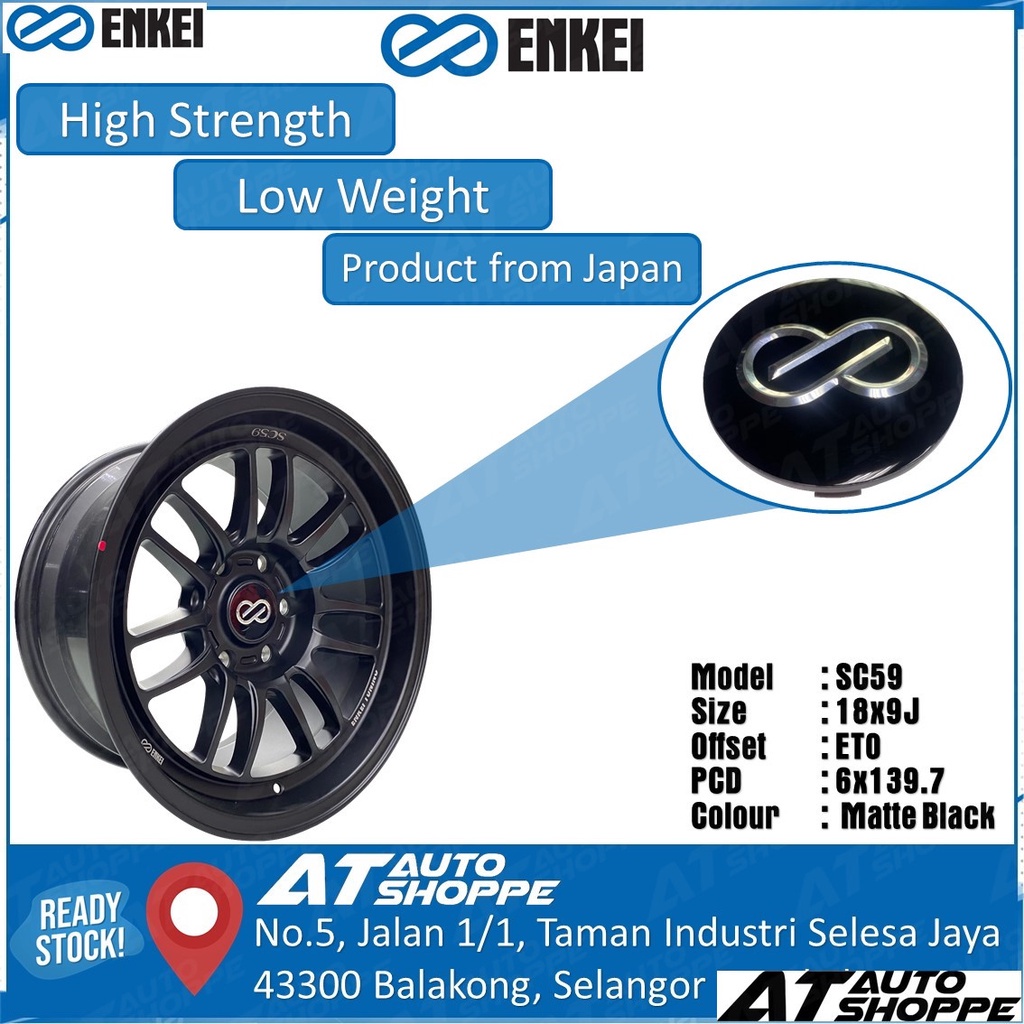 (1PC) ENKEI SC59 MATTE BLACK 18X9J 6X139.7 ET0 WHEELS WHEEL SPORTRIMS ...