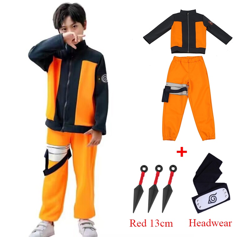 Anime Shippuuden Naruto Cosplay Uzumaki Costume Kids Adult Japanese ...