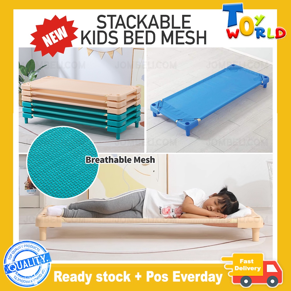 STACKABLE KIDS BED MESH Nursery Tadika Bed Katil Kanak-Kanak 儿童床 ...