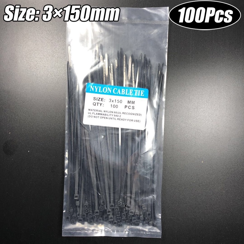 100pcs Hole Mount Nylon Cable Zip Ties / Self Locking Loop Wrap Bundle Tie Straps / Household ...