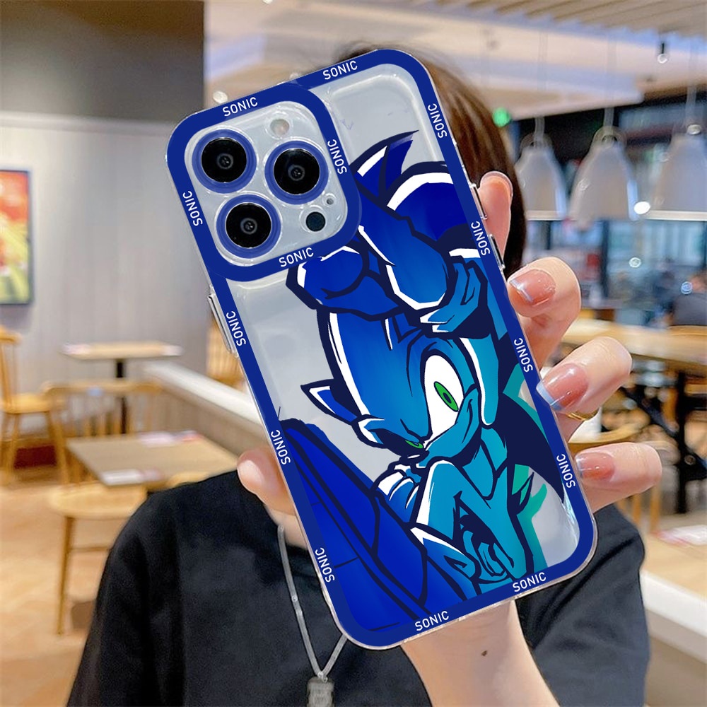 Sonic the Hedgehog square edge iphone case with blue background ...