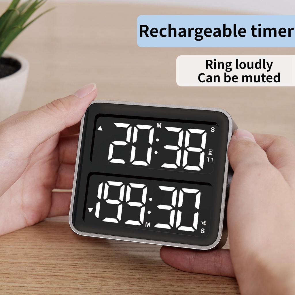 Dual screen split timer Digital Kitchen Timer with Dual Countdown Stop ...