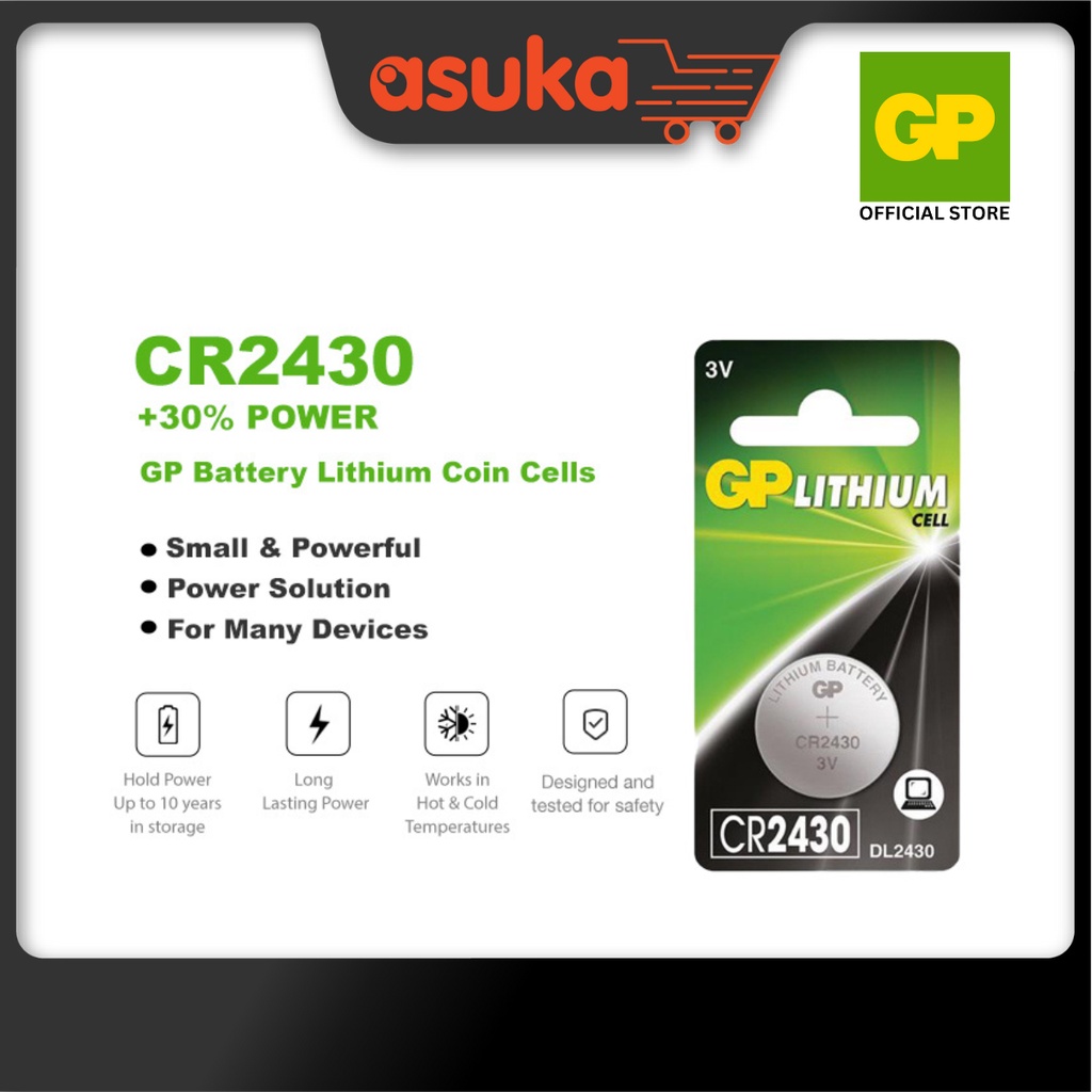 GP Lithium Coin Cells Battery CR2430 [ Card of 1s ] (DL2430 ECR2430 ...