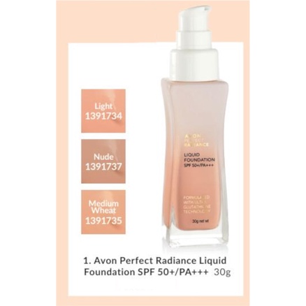 Avon Perfect Radiance Liquid Foundation SPF 50+/PA+++ 30g - Light/Nude/Medium | Shopee Malaysia