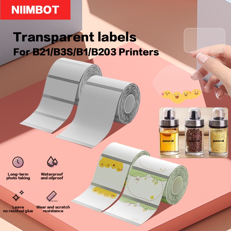 Niimbot B21/B203/B3S/B1 Label Printer Printing Paper Transparent Clear ...