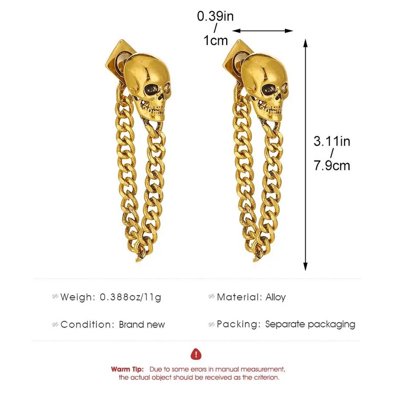 READY STOCK Vintage Skull Head Chain Earrings for Women Girls Retro ...